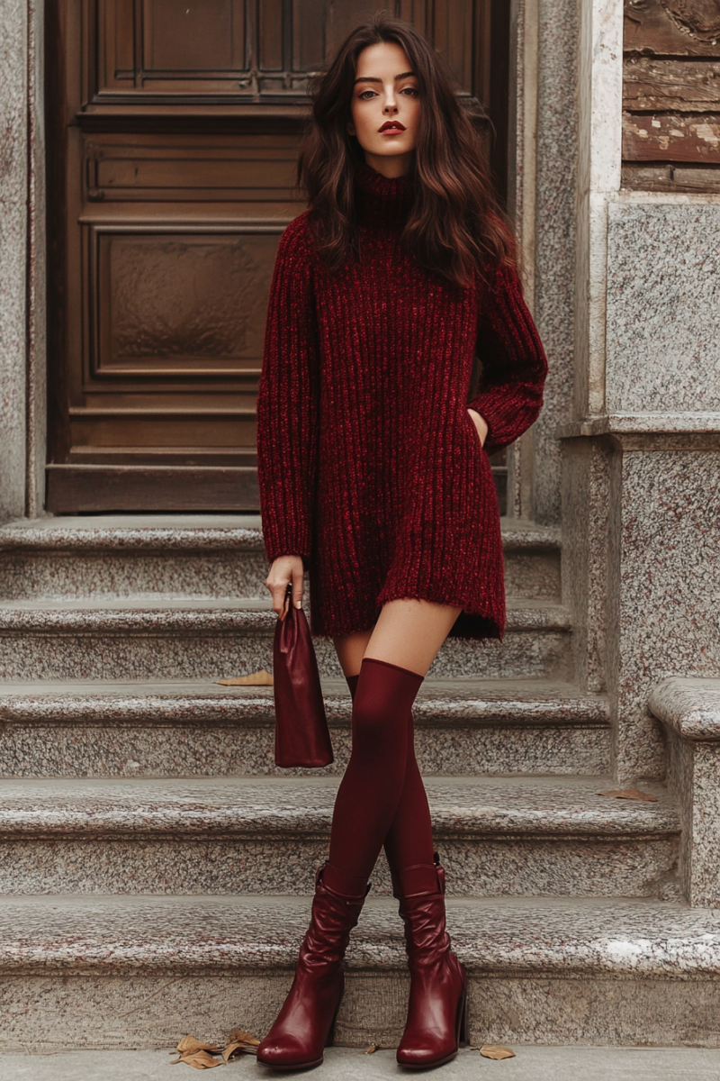 Mastering The Art Of Burgundy Tights Outfits :13 Looks — NeedleStyle